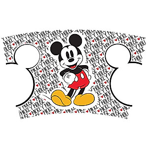 Tervis Disney - Mickey Mouse Name Pattern Tumbler with Wrap and Red Lid 16oz, Clear