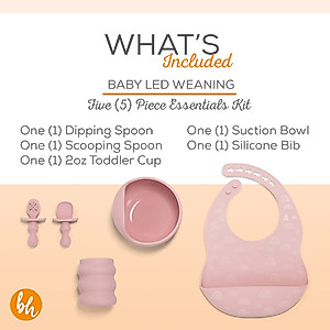 BooginHead Baby Led Weaning Supplies - Stage 1 and Stage 2 Self Feeding 5-Piece Set, Pink