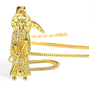 BeTime Santa Muerte Necklace: 18K Gold Plated Santa Muerte Pendant Jewelry for Women, Mothers Day Gifts