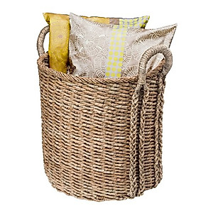 KOUBOO 1060038 Large Round Seagrass Basket, 20" x 20" x 24", Brown