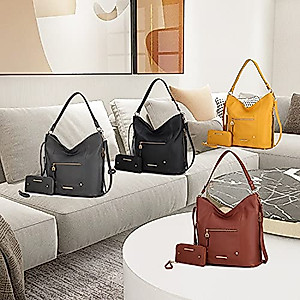 MKF Collection Hobo Purses for Women – Soft PU Leather Handbag Womens Hobo Shoulder bag – Fashion Top Handle Pocketbook Mustard