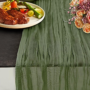 NOSTHEART Sage Green Cheesecloth Table Runner 10Ft Boho Table Runner Gauze Cheese Cloth Table Runner Rustic Sheer Table Runner for Party Wedding Bridal Baby Shower Birthday Table Decoration