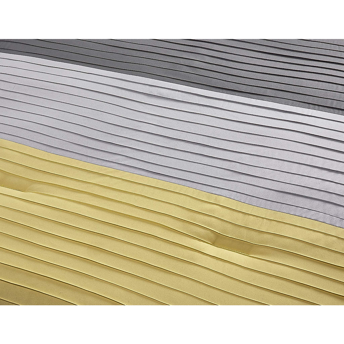 Chezmoi Collection 8-Piece Luxury Striped Comforter Set (Queen, Yellow/Gray/Paloma)