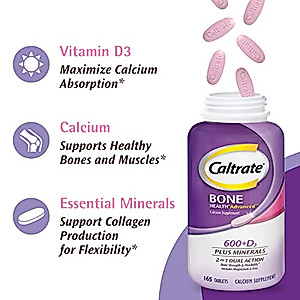 Caltrate 600 Plus D3 Plus Minerals Calcium and Vitamin D Supplement Tablets, Bone Health and Mineral Supplement for Adults - 165 Count