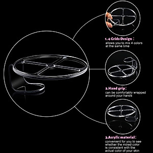 2 Pcs Acrylic Makeup Palette, Foundation Mixing Palette, Hand-held Makeup Spatula Nail Art Manicure Tray Clear Cosmetic Spatula for Beauty Salon Color Cream Mixing Foundation