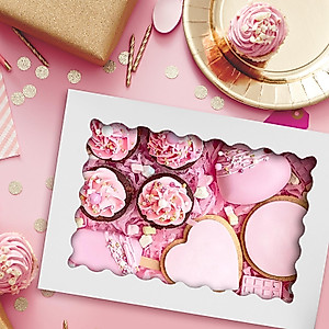 TOMNK 25pcs Cookie Boxes with Window, 16x11x2.5in Large Bakery Boxes for Treats, Desserts, Chocolate Covered Strawberries, Pies, Muffins, Donuts