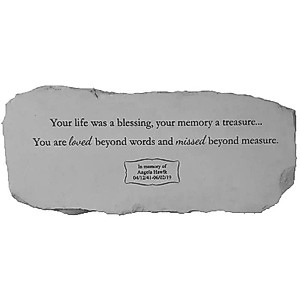 The Comfort Company Garden Memorial Bench, Personalized, Concrete, Engraved, Cast Stone, Outdoor, Weatherproof, Year-Round, Cement, Sympathy, Grieving, Loss, Loved One, USA Made