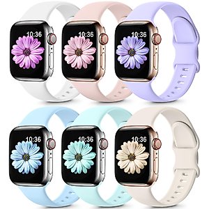 6 Pack Sport Bands Compatible with Apple Watch Band 38mm 40mm 41mm 42mm 44mm 45mm 49mm,Soft Silicone Waterproof Strap for iWatch Ultra2 Series 9 Ultra 8 7 6 5 4 3 2 1 SE Women Men