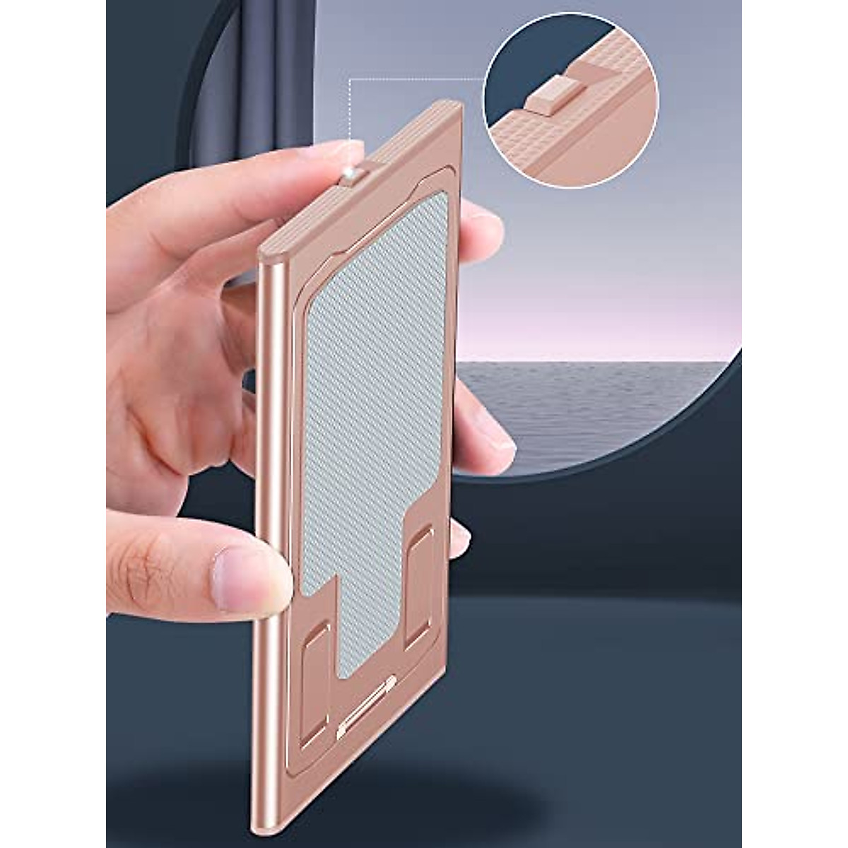 Casartish Portable Cell Phone Stand, Adjustable Phone Stand for Desk, Ultra Thin Phone Holder Stand, Folding Alloy Stand Compatible with All Mobile Phone, iPad, Tablet 4-12'' Desk Accessories (Pink)