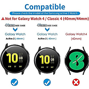EZCO 4-Pack Screen Protector Compatible with Samsung Galaxy Watch Active 2 40mm (Not for Galaxy Watch 4), Full Coverage Plated Soft TPU Case Screen Protective Cover Bumper for Active 2 Watch