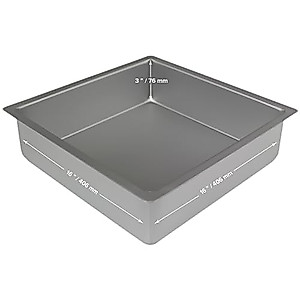 PME Professional Aluminum Square Cake Pan (16 x 16 x 3), Standard, Silver