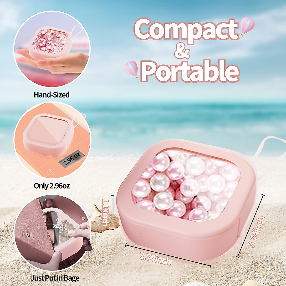 Inovat Hair Tie Organizer, 6 Pcs Small Portable Hair Tie Storage Holder Qtip Dispenser for Hair Tie Accessories, Small Items Holder Containers for Home Office Outdoor Travel Organizer, Pink&White