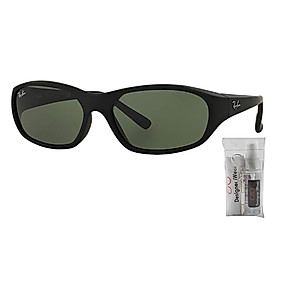 Ray-Ban RB2016 DADDY-O W2578 59M Matte Black/Plastic Lens Green Rectangular Sunglasses + BUNDLE with Designer iWear Eyewear Kit