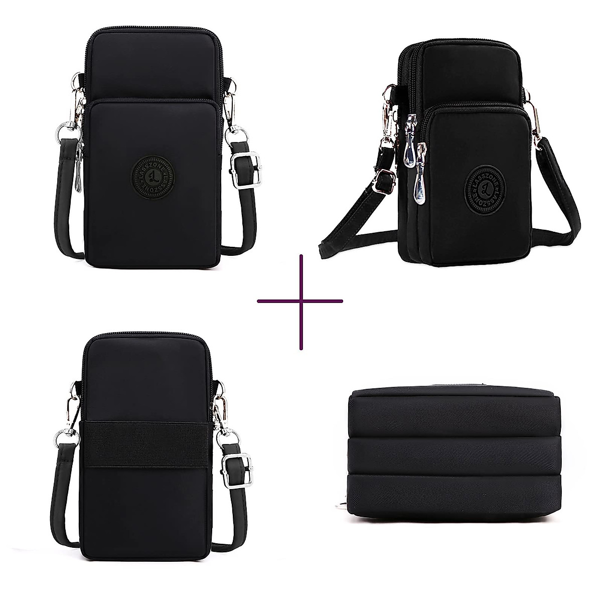 LassZone Women Crossbody Phone Bag Zipper Waterproof Nylon Wallet Cellphone Purse Ladies Shoulder Bag Wristlet Handbag