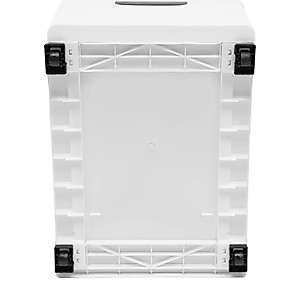 Plastic Storage Cabinet Stackable Storage Cart 5 Drawer Containers Storage Organizer Unit Mobile Stacking Bins [White 11.8"x15.7"x33.1"]