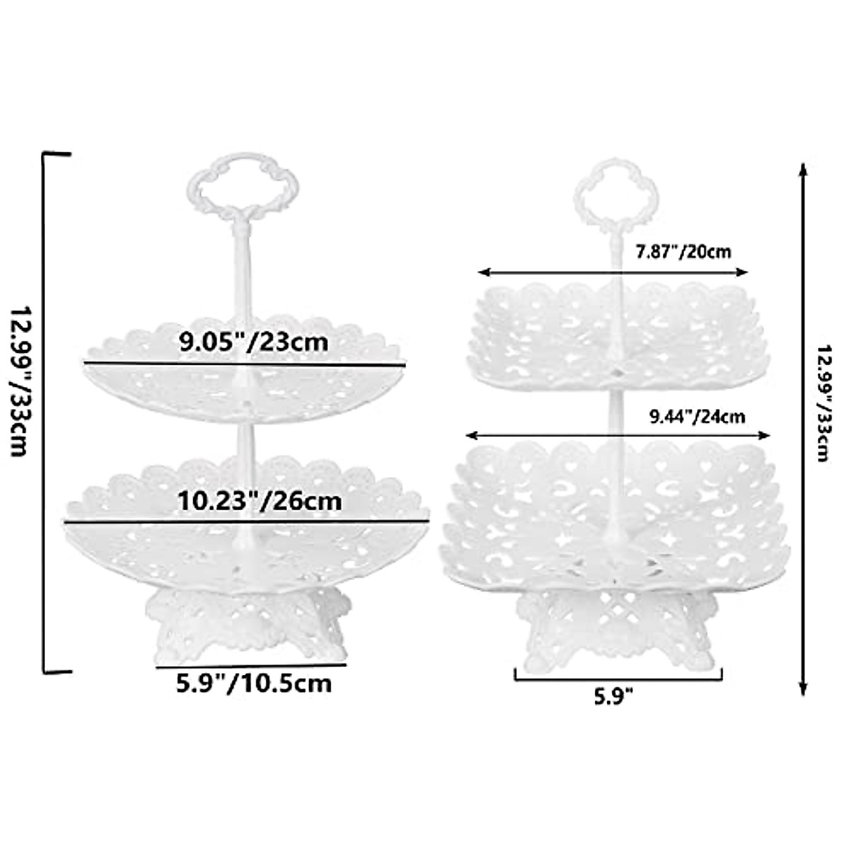 2 Tier Plastic Cupcake Stand, 2 Tier Serving Tray, Dessert Stands, Tea Party Supplies, Party Table Decoration, Dessert Display Stands, Cookie Trays for Parties, 2 Pack