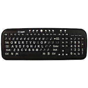EZSee by DC - USB Wired Large Print Keyboard - White Letters on Black Keys - Perfect for Seniors and People with Bad Eye Sight Visually Impaired, Low Vision, Low Light,