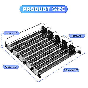 Upgrade Drink Organizer for Fridge, LAKIX Self-Sliding soda Can Dispenser for Refrigerator and Adjustable Width, 12oz to 20oz holds 50+ Cans (White + Black)