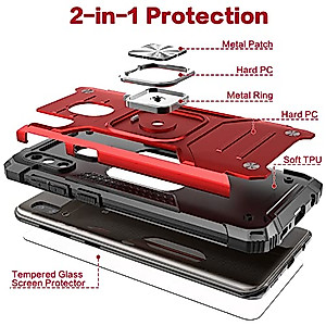 IDYStar Galaxy A20 Case with Screen Protector, Galaxy A30 Case, Shockproof Drop Test Cover with Car Mount Kickstand Lightweight Protective Cover for Samsung Galaxy A20/A30, Red