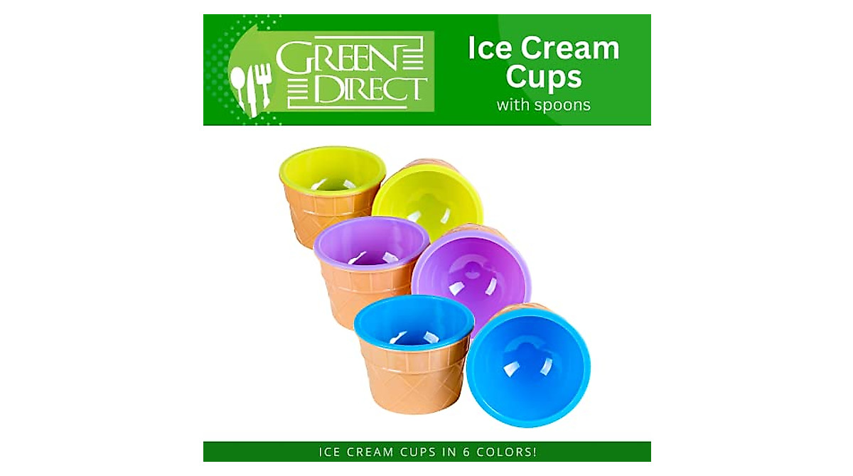 Green Direct Ice Cream Cups - Fun Party Favors Set of 12