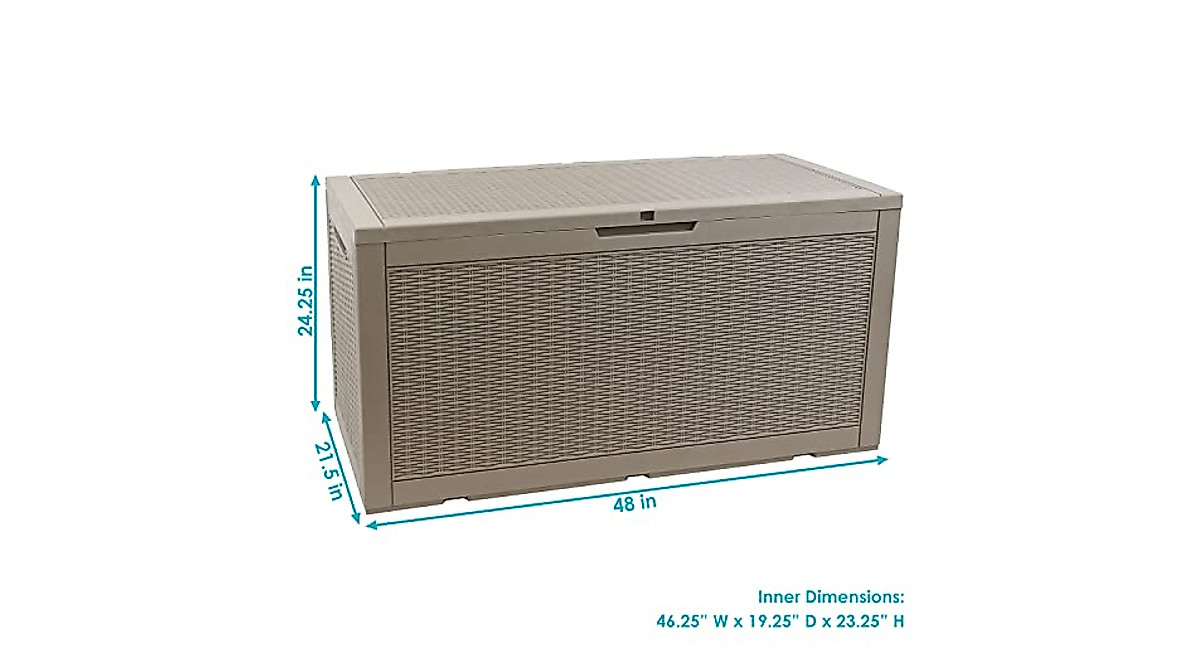 Sunnydaze 100-Gallon Faux Rattan Storage Box