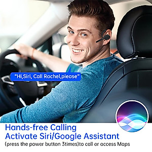 Ralyin Bluetooth Earpiece, Bluetooth Headphones with Daul Mic Noise Cancellation, 24 Hrs Driving Headset 60 Days Standby Time for Running Cycling Workout