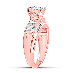 10kt Rose Gold Round Diamond Cluster Bridal Wedding Engagement Ring 1/2 Cttw