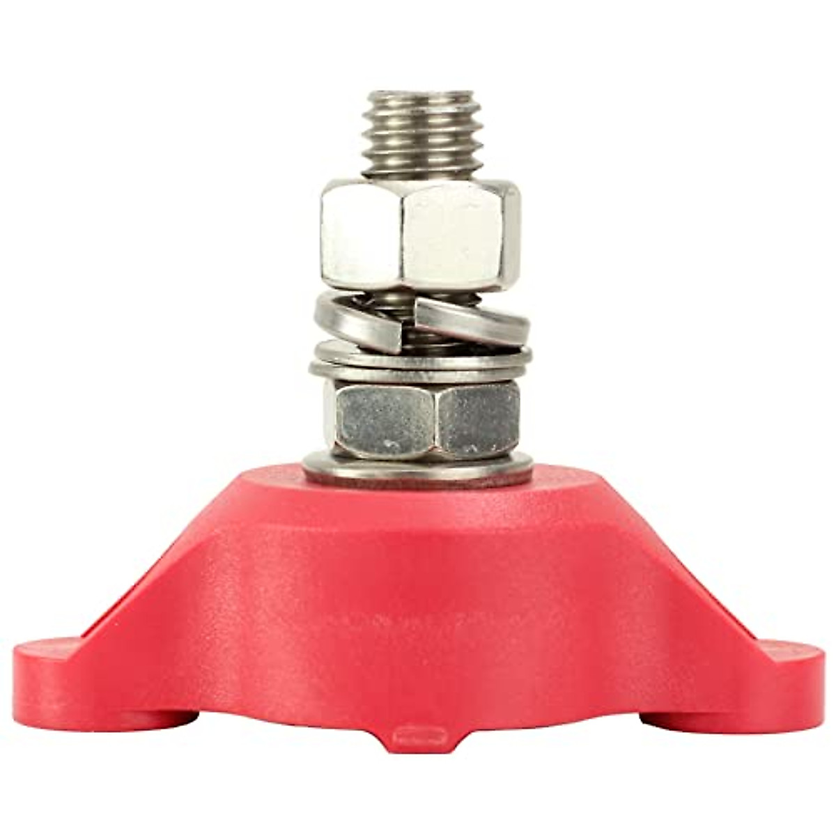 Fastronix 1/2" Heavy Duty Stainless Steel Single Stud Power and Ground Junction Block with Red and Black