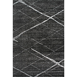 nuLOOM 8x10 Thigpen Contemporary Area Rug, Charcoal, Abstract Lines, Non-Slip Backing, Stain Resistant, For Bedroom, Dining Room, Living Room, Hallway, Office, Kitchen, Entryway