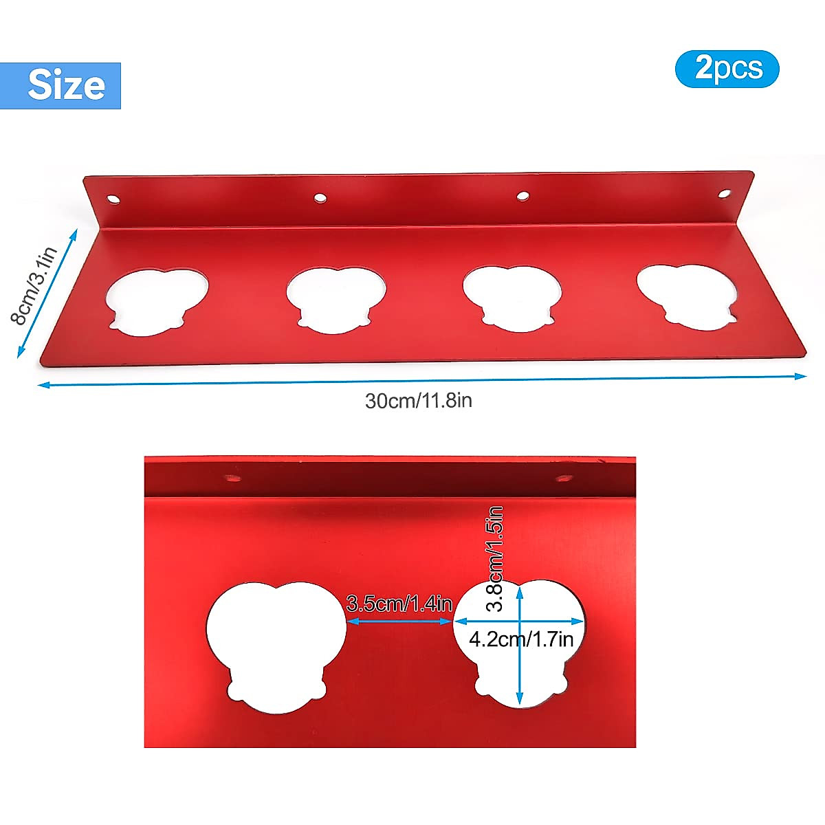 JEEJINYAN 2Pcs Battery Holder for Milwaukee M12 Battery, Storage Tools for Milwaukee Battery, Four as a Group Milwaukee Battery Holder, Red (Red)