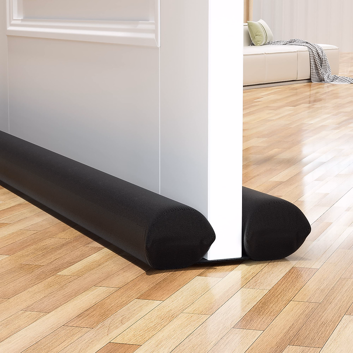 LEPAYU Door Draft Stopper Twin Double-Sided Under Door Noisy and Light Blocker with Durable Nylon Cover, 35 inch Adjustable Cold Air Breeze Blocker for Interior Doors and Windows