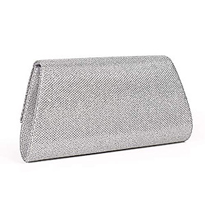 NC ZHANNI Silver Evening Bag Clutch Purses for Women Ladies Sparkling Party Handbag Wedding Bag Prom Clutch With Detachable Chain (Silver)