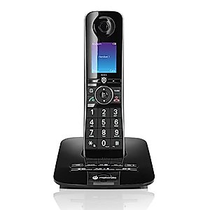 Motorola Voice D8711 Cordless Phone System w/Digital Handset + Bluetooth to Cell, Answering Machine, Call Block - Black