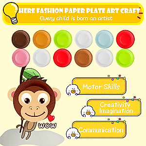 V-Opitos Arts and Crafts Kits for Kids, 12 Pack Simple Animal Paper Plate Crafts for Toddler Age of 2, 3, 4, 5 Years Old, Fun Preschool Classroom Activity Project for Boy & Girl