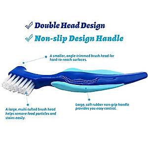 Premium Hard Denture Brush Toothbrush, Cleaning Brush, Multi-Layered Bristles & Portable Denture Double Sided Brush, Denture Care(Pack of 3)