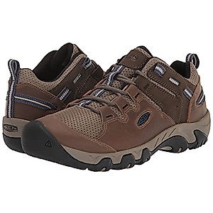 KEEN Women's Steens Vent Low Height Breathable Hiking Shoes, Shitake/Crown Blue, 8