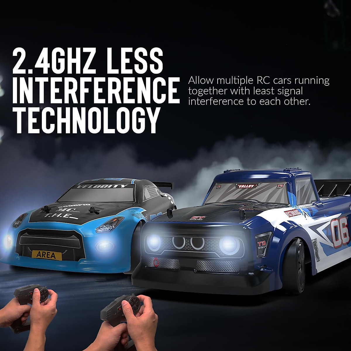 RACENT RC Car 1:14 4WD Remote Control Drift Car 15MPH High Speed Vehicle Toy Trucks with Drifting & Racing Tires, 2 Rechargeable Batteries, Gifts for Boys Kids Adults