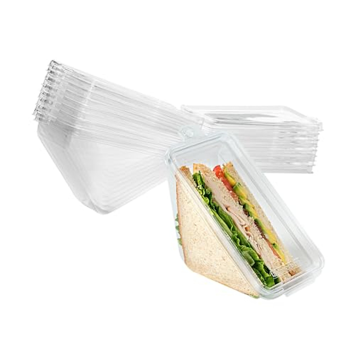 Restaurantware Tamper Tek 7.4 x 3.9 x 3.5 Inch Triangle Take Out Containers 100 Durable Sandwich To-Go Containers - Tamper-Evident Freezable Clear Plastic Sandwich Containers With Hinged Lids