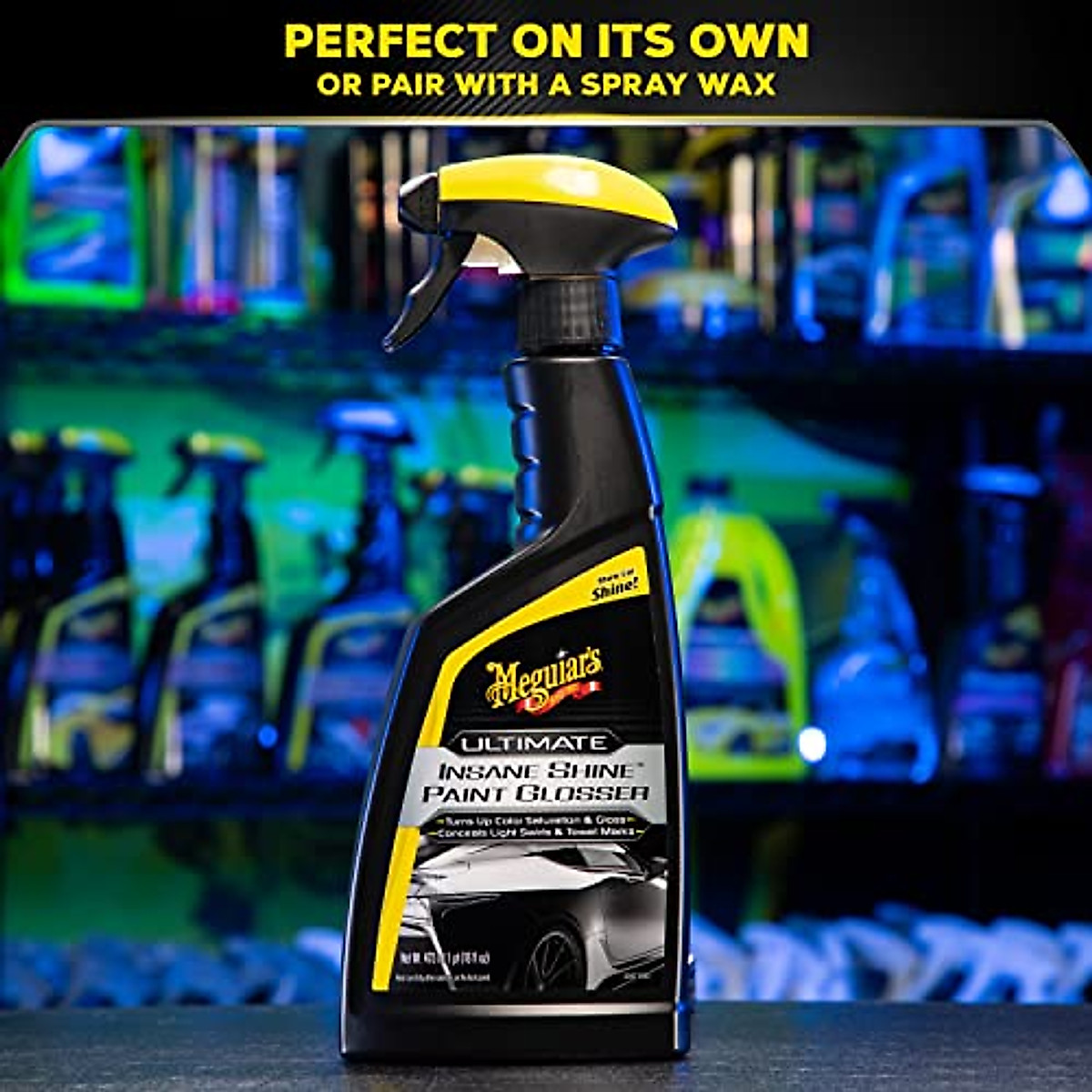 Meguiar's Ultimate Insane Shine Paint Glosser - Spray Gloss Enhancer That Gives an Amazing High Gloss Finish for Your Paint - 16 Oz Spray