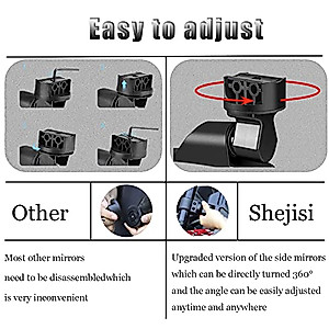 SHEJISI UTV Side Mirrors for 1.75"-2"Inch Roll Bar, （2 Pack）Easy-Adjustable New UTV Mirrors Side View, Compatible With Polaris RZR1000 900 800, Kawasaki Mule, Honda Pioneer SXS, Yamaha YXZ Wolverine