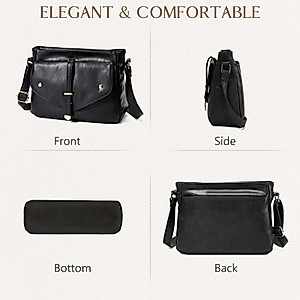 VASCHY Crossbody Bags for Women, Soft PU Leather Water Resistant Crossbody Purse Handbags Shoulder Bags Black