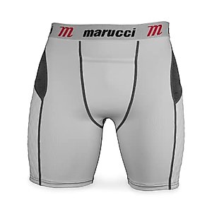 Marucci Mens Elite Shorts With Cup, X-large, White Sports, MASLCP-W-YXL, Youth Padded Slider, White, X-Large US