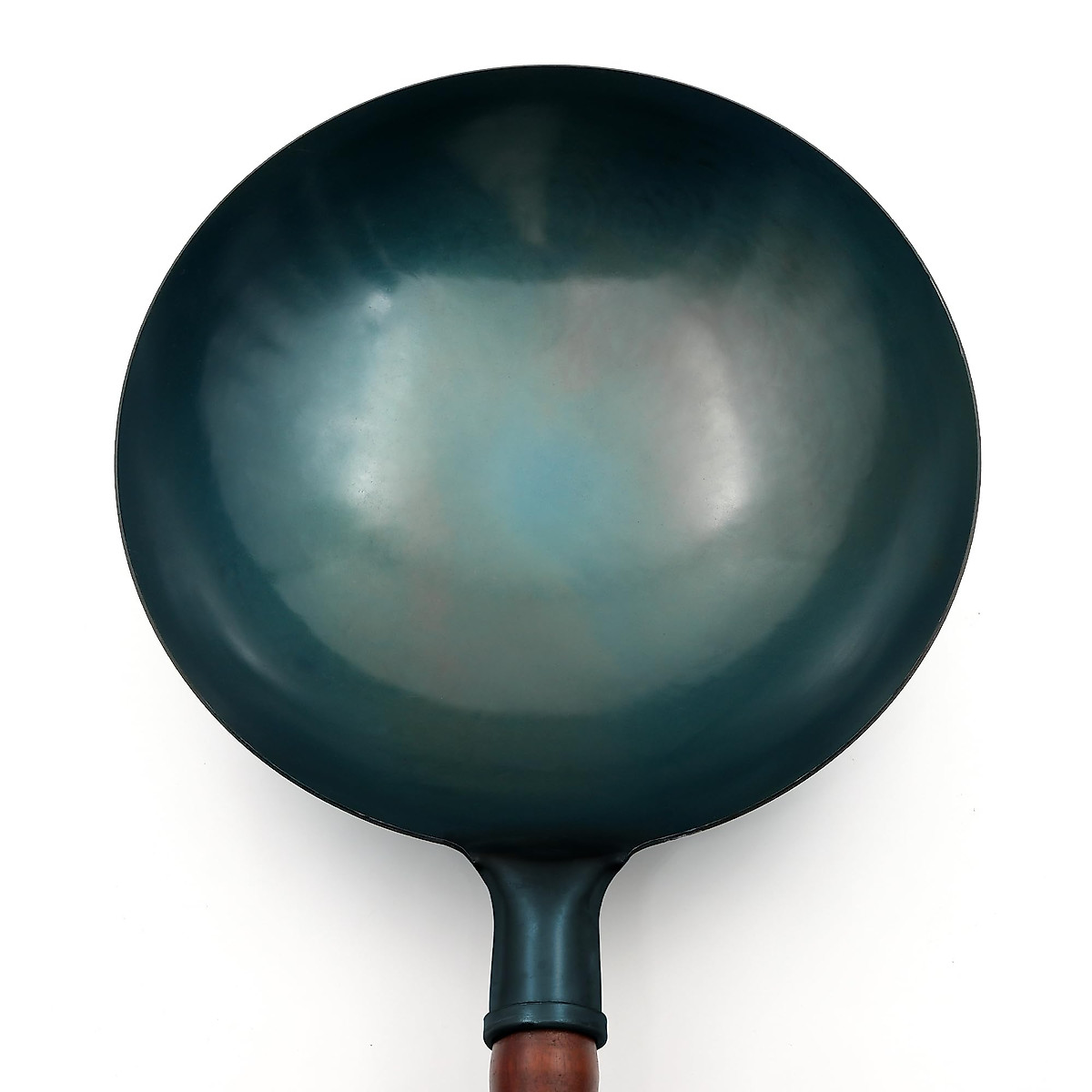 welsteepse Carbon Steel Wok Traditional Hand Hammered Wok,14 Inch,Round Bottom(Roasted Blue)