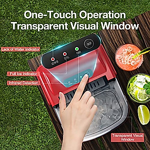 Ice Maker Countertop, Fast Ice Making in 6 Mins 9 Bullet-Shaped Ice, 26.5lbs/24Hrs, Portable Ice Maker Machine with Self-Cleaning, Ice Scoop, Ice Bags and Basket, for Home/Kitchen/Office/Bar/Party