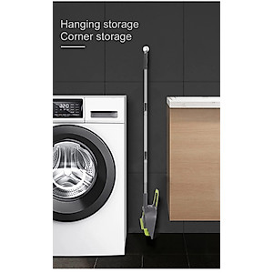 Adjustable Rubber Push Broom and Dustpan Set,Self Cleaning Indoor Outdoor Angle Brooms with Dust pan for Home,Long Handle Brooms for Floor Sweeping, Kids,Carpet Dog Cat Pets Household Brooms