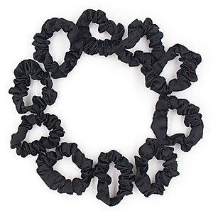 Set of 24 Black Satin Hair Scrunchies for Women Elastic Hair Ties Small Hair Bobbles Fabric Hair Bands Ponytail Holder Girls Hair Accessories