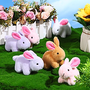 Sratte 16 Pcs Easter Bunny Stuffed Animal Bulk 4.7 Inch Small Plush Rabbit Keychains Detachable Bunny Party Favors Plushies Gifts for Birthday Baby Shower Easter Basket Stuffers Decorations
