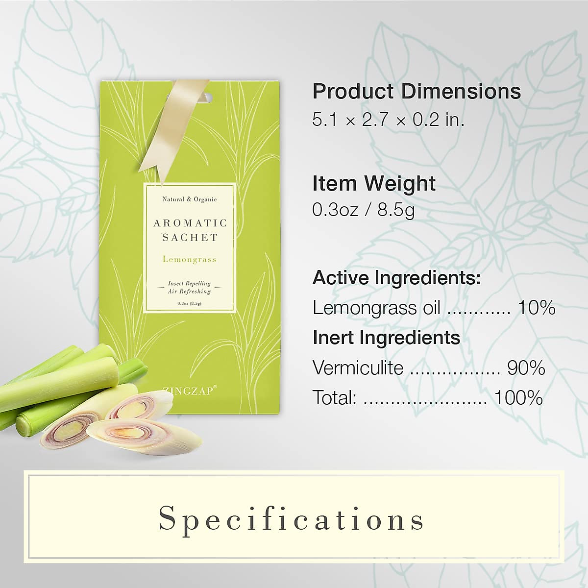 ZingZap Insect Repelling Sachets 10-Pack, Repels Ants, Fleas, Moths, Mosquitoes, Roaches & More, All-Natural Refreshing Scent, Lasting Effectiveness, Non-Toxic Lemongrass