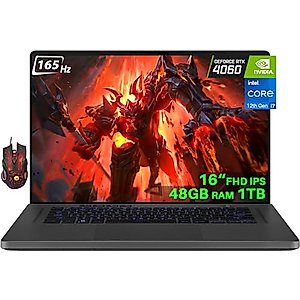 ASUS 2024 Newest ROG Zephyrus G16 Gaming Laptop, 16" FHD 165Hz Laptop, 13th Gen Core i7-13620H(10-core), GeForce RTX 4060, 48GB RAM, 1TB SSD, Backlit Keyboard, Wi-Fi 6E, USB Type A&C, Windows 11 Home