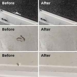 Globalcom Tile and Granite/Marble Repair Kit, Porcelain Stone and Quartz Countertops Repair Kit for Chips Dents Cracks Holes Scratchs, Fix Chipped Edges Corners, Reattaches Missing Pieces